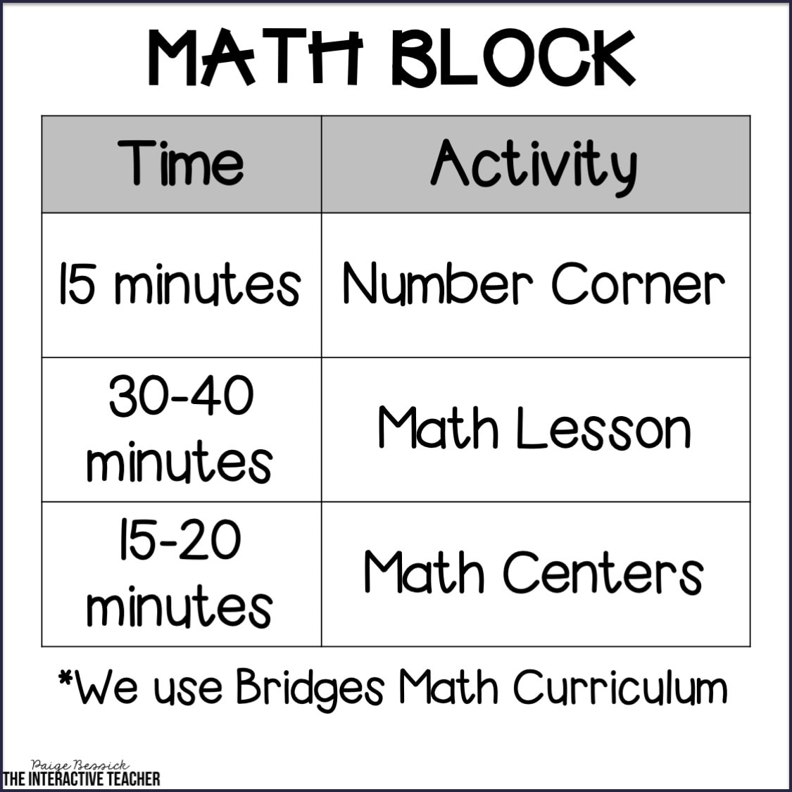 How To Fit It All In: A First Grade Schedule - Paige Bessick - The ...